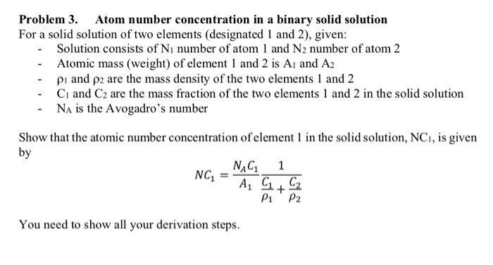 Solved Problem 3. Atom number concentration in a binary | Chegg.com