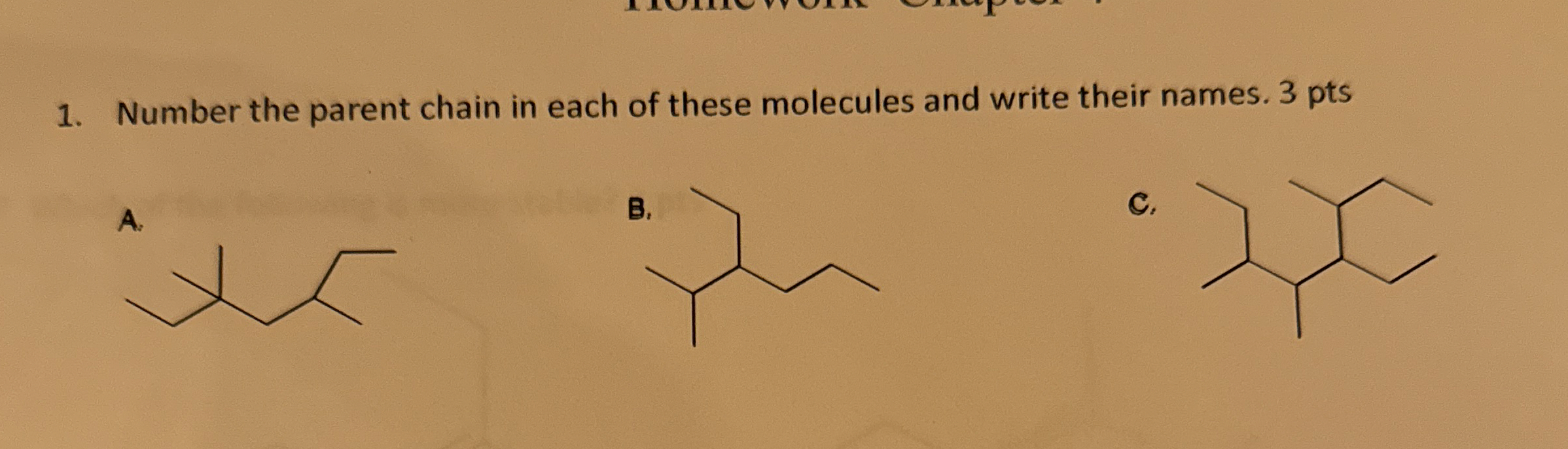 Solved Number the parent chain in each of these molecules | Chegg.com