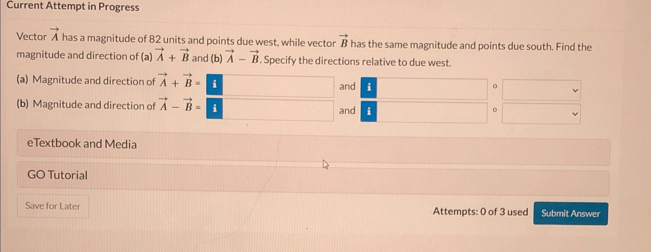 Solved Current Attempt in ProgressVector vec(A) ﻿has a | Chegg.com