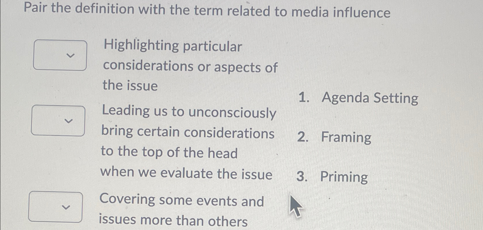 Solved Pair the definition with the term related to media | Chegg.com