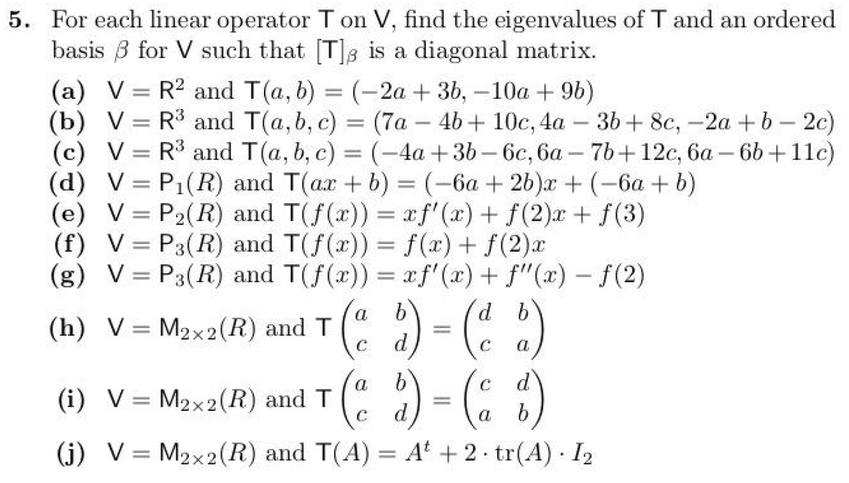 Solved Section 5.1:Number 5(﻿d, ﻿g) ﻿only!For each linear | Chegg.com