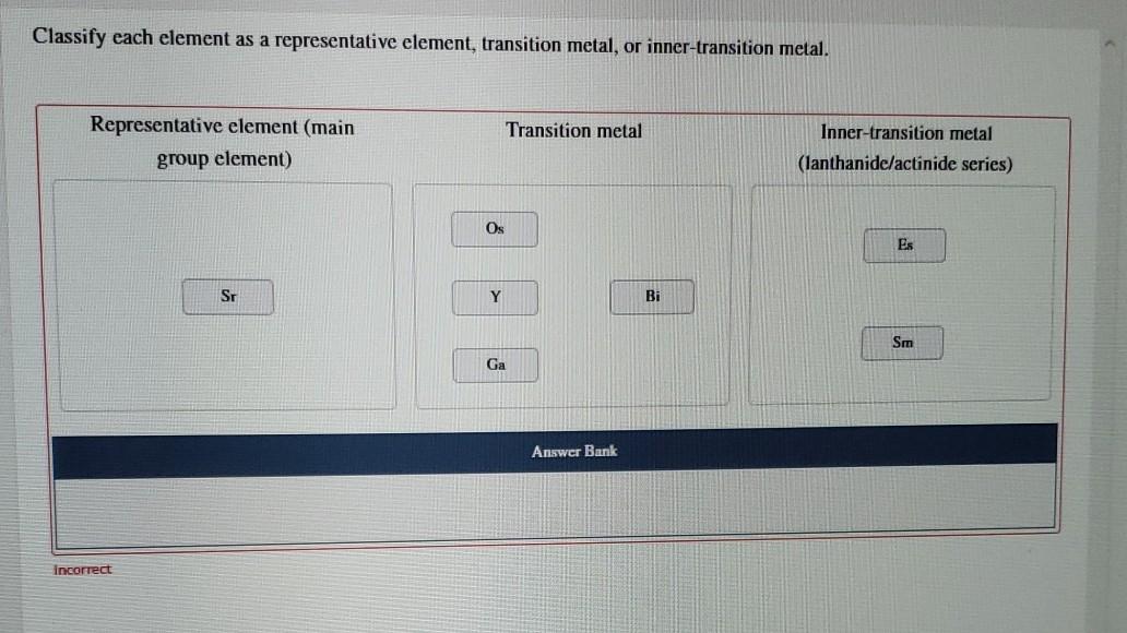 Solved Classify each element as a representative element, | Chegg.com