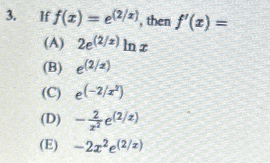 Solved If f(x)=e(2x), ﻿then | Chegg.com