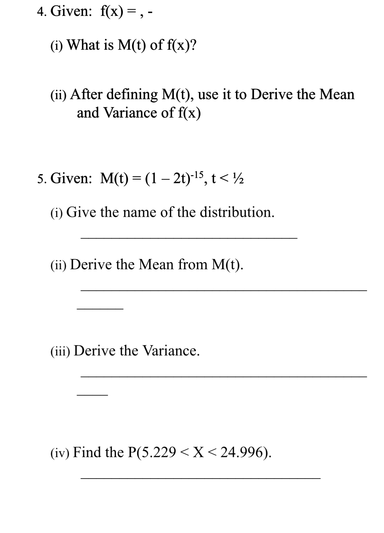 Solved Given: f(x)=(1/10(sqrt(2pi)))(e-(x-50)^2/200,(i) | Chegg.com