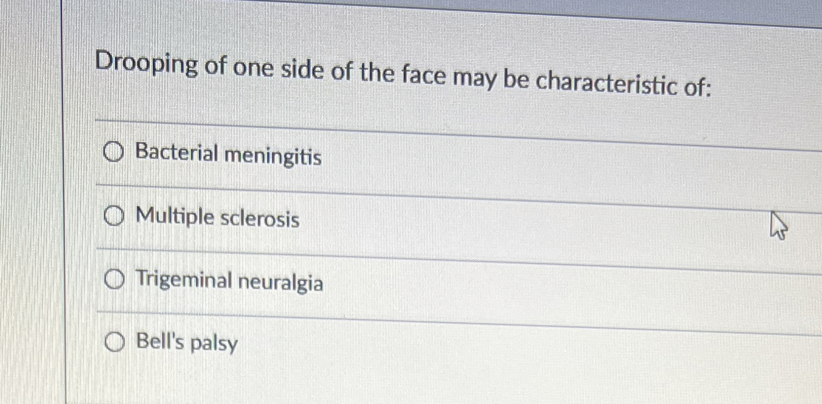 Solved Drooping of one side of the face may be | Chegg.com