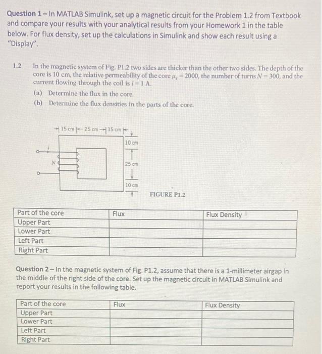 Solved Question 1 - In MATLAB Simulink, set up a magnetic | Chegg.com