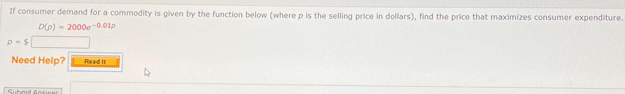 Solved If consumer demand for a commodity is given by the | Chegg.com