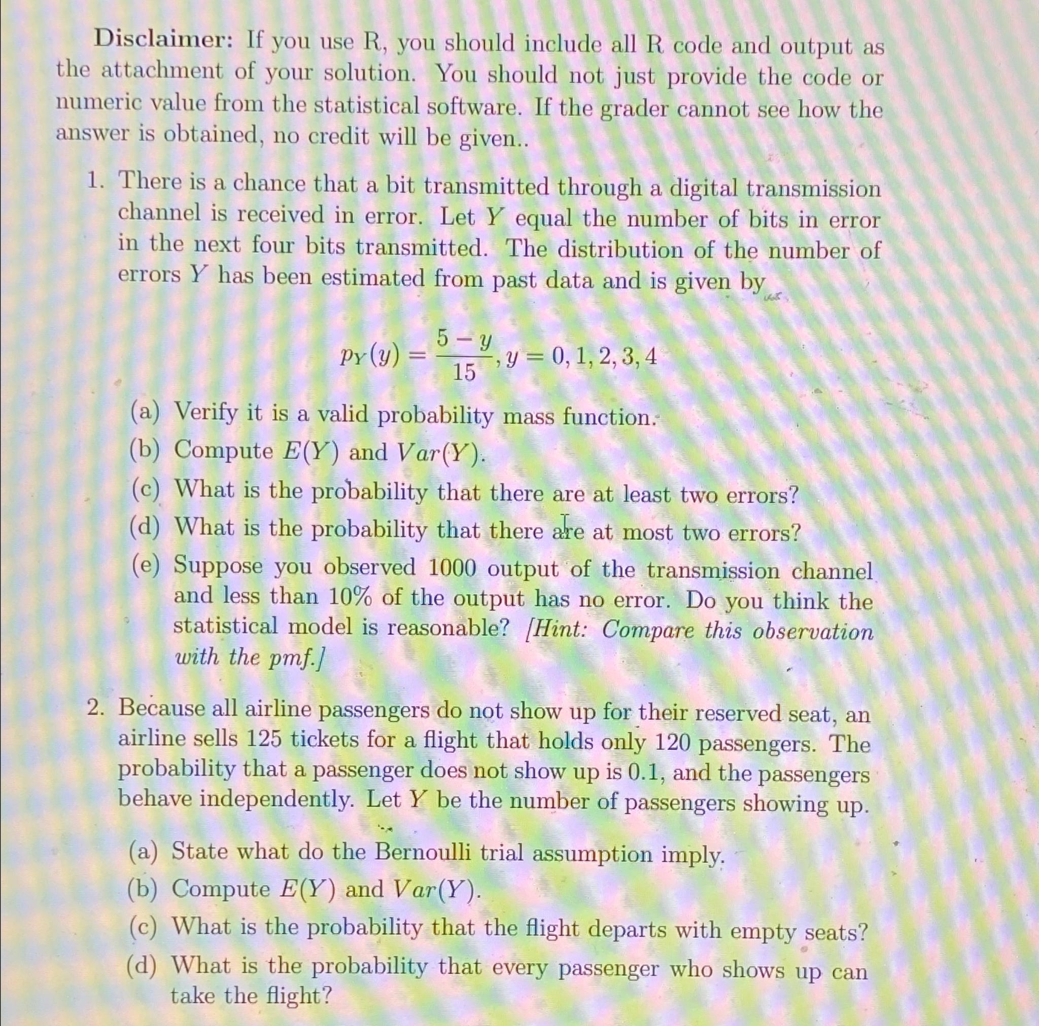 Solved Disclaimer: If you use R, ﻿you should include all R | Chegg.com