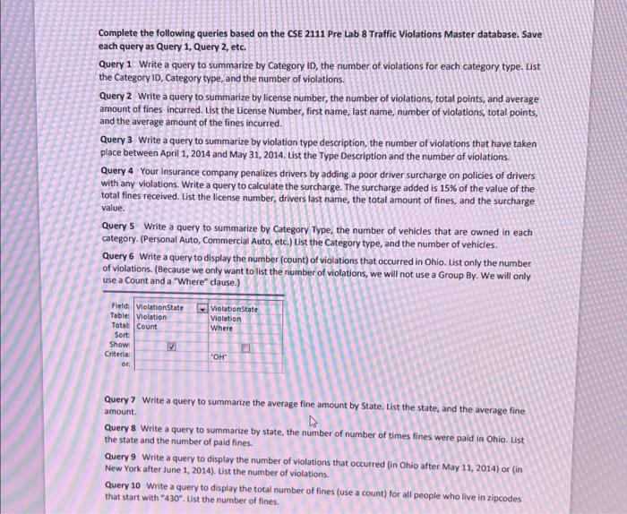 Complete the following queries based on the CSE 2111 | Chegg.com