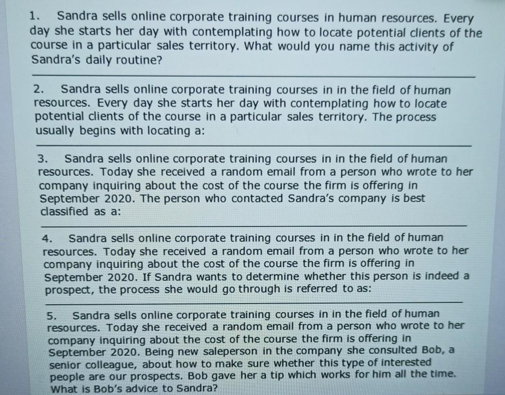 Solved 1. Sandra sells online corporate training courses in | Chegg.com