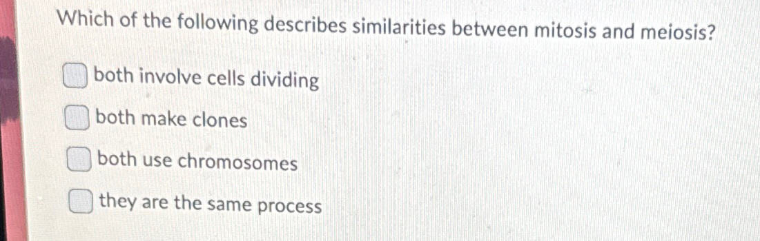 Solved Which of the following describes similarities between | Chegg.com