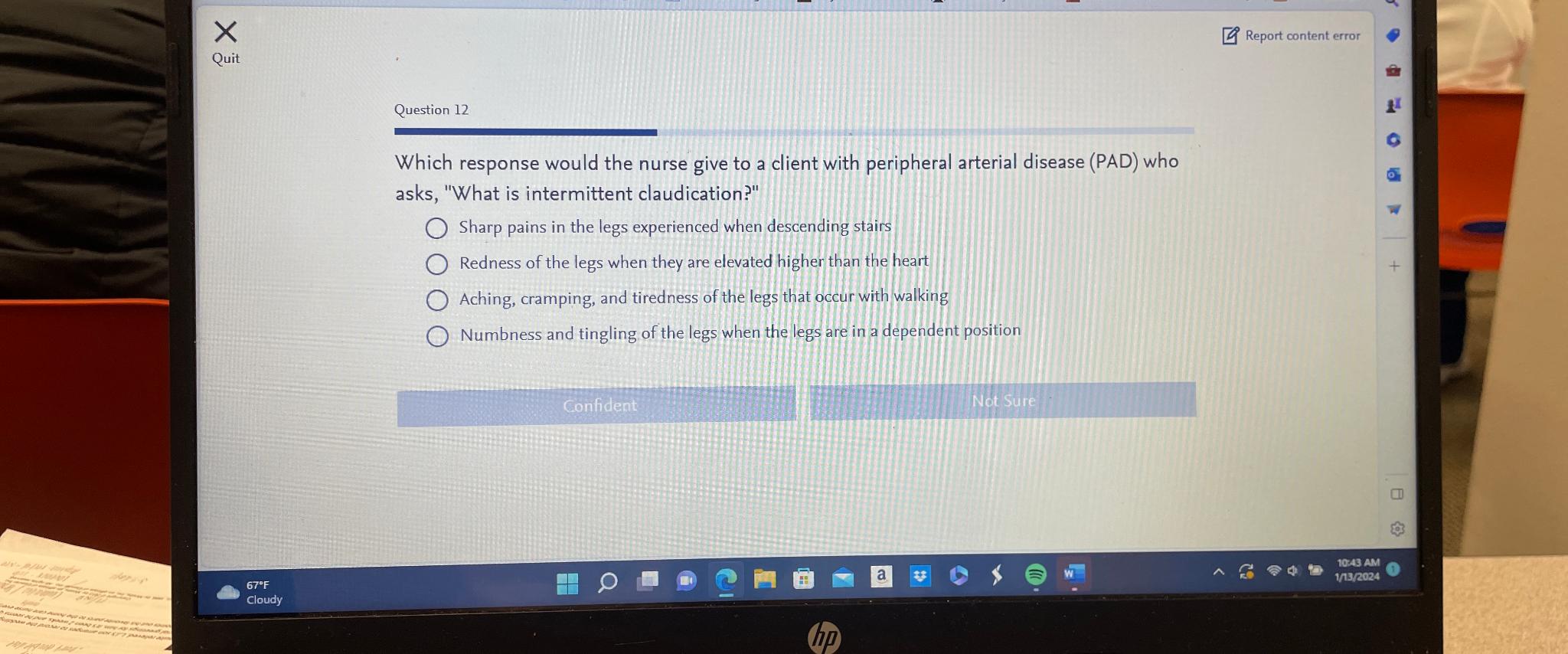 Solved Report content errorQuestion 12Which response would | Chegg.com