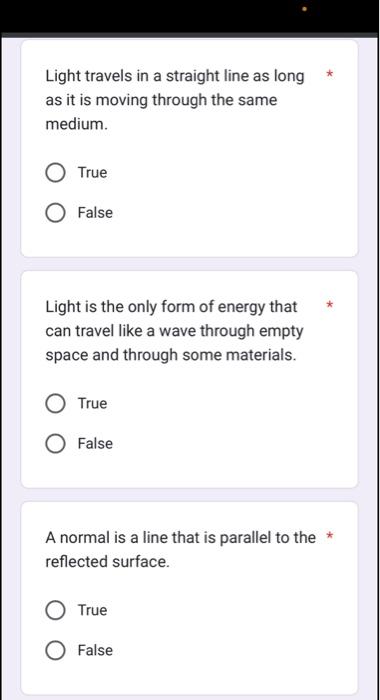 Solved Light travels in a straight line as long as it is | Chegg.com
