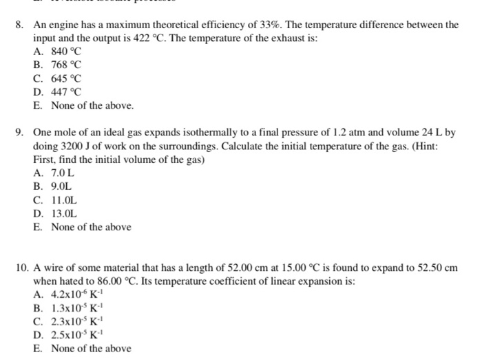 Solved 8. An engine has a maximum theoretical efficiency of | Chegg.com