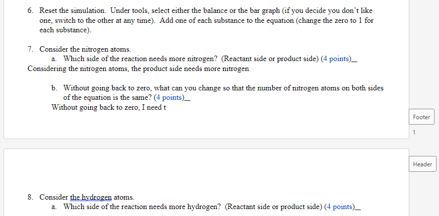 Give the equation N2 + ﻿ H2 = ﻿NH3 ﻿ Reset | Chegg.com