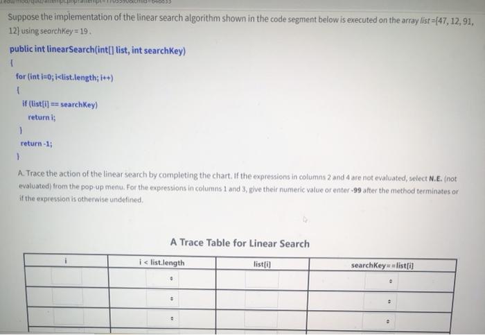 Solved Suppose the implementation of the linear search | Chegg.com