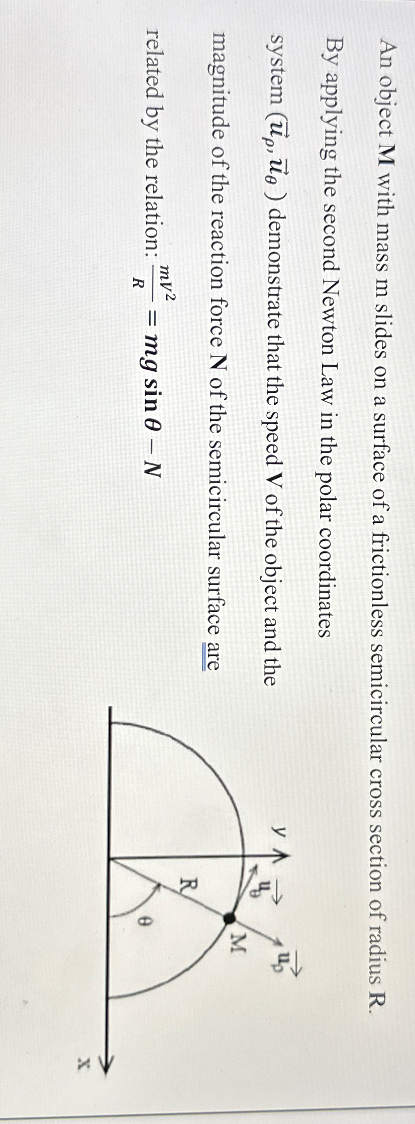 Solved An object M ﻿with mass m ﻿slides on a surface of a | Chegg.com