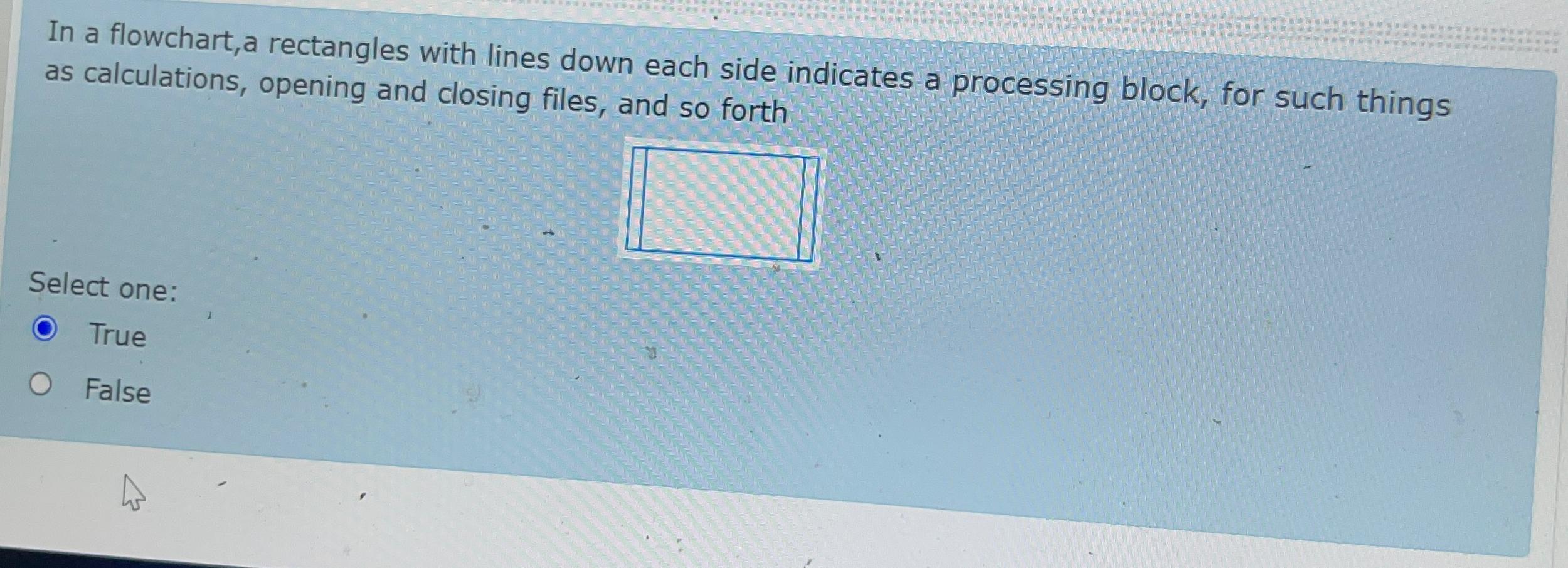 Solved In a flowchart, a rectangles with lines down each | Chegg.com