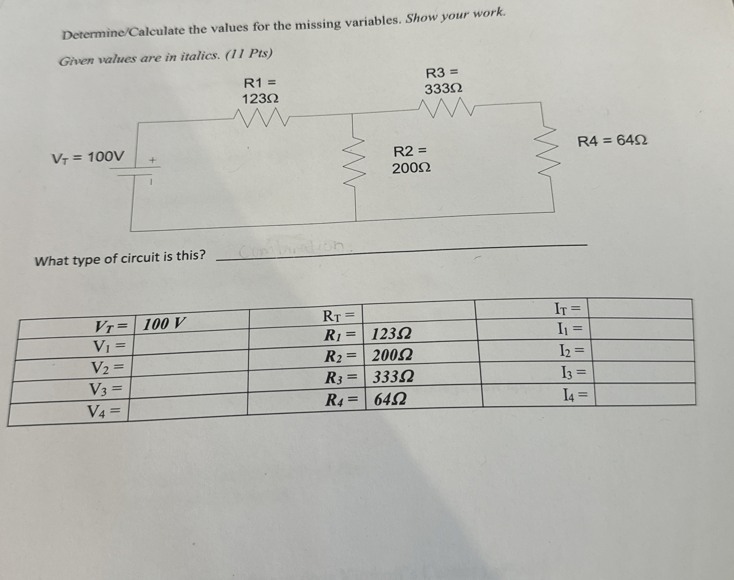Solved Determine/Calculate the values for the missing | Chegg.com
