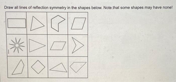 Solved Draw all lines of reflection symmetry in the shapes | Chegg.com
