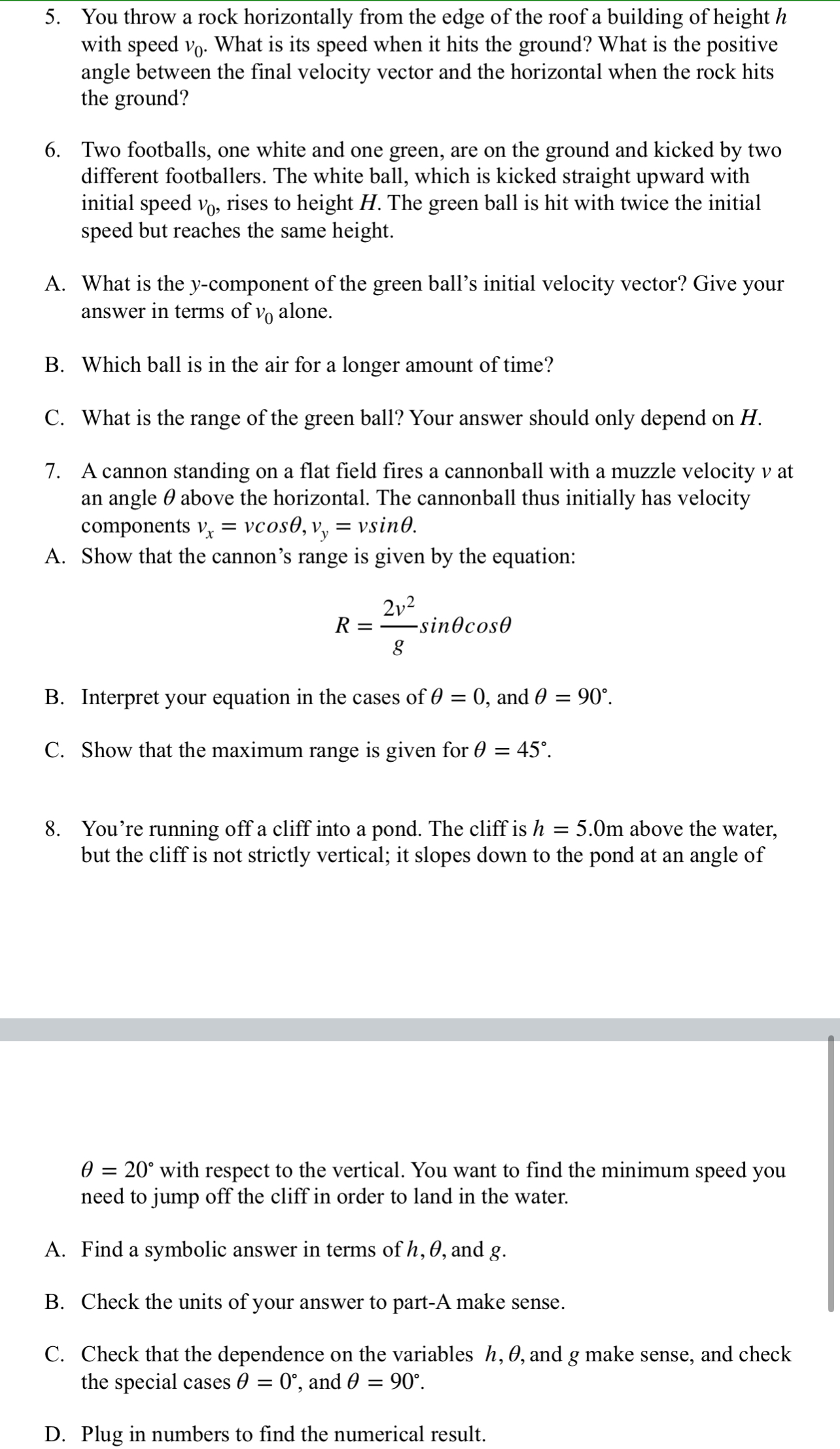 Solved You throw a rock horizontally from the edge of the | Chegg.com