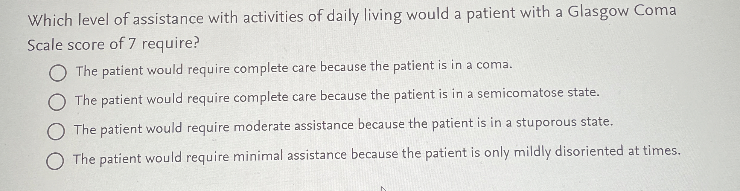 Solved Which level of assistance with activities of daily | Chegg.com
