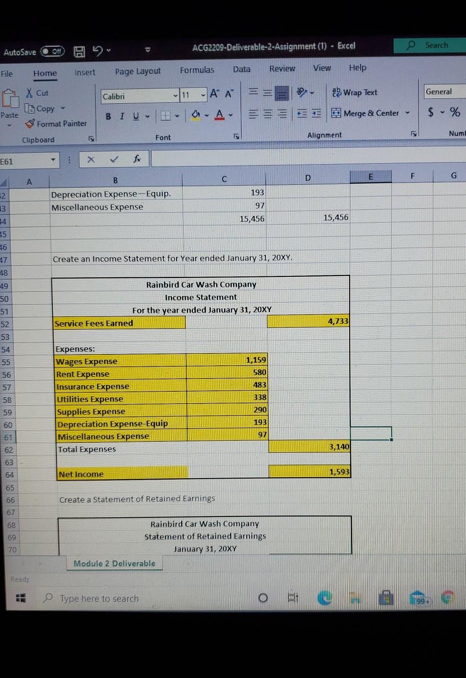 Solved Create a Balance Sheet for Year ended January 31, | Chegg.com