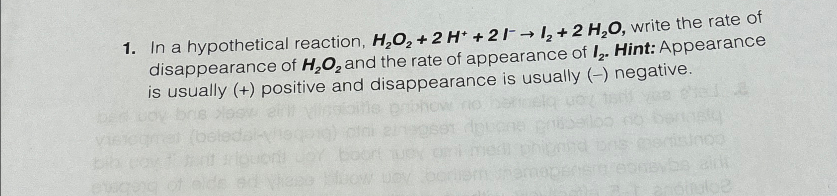 Solved In a hypothetical reaction, H2O2+2H++2I-→I2+2H2O, | Chegg.com