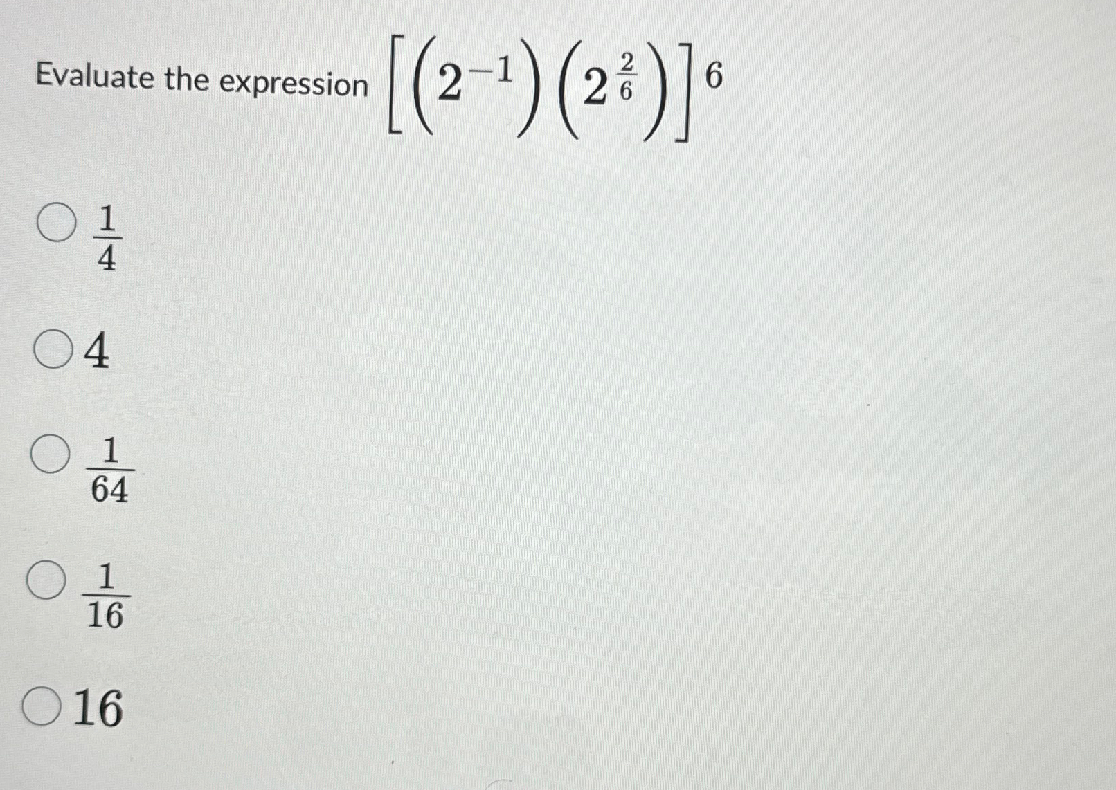 Solved Evaluate the expression [(2-1)(226)]614416411616 | Chegg.com