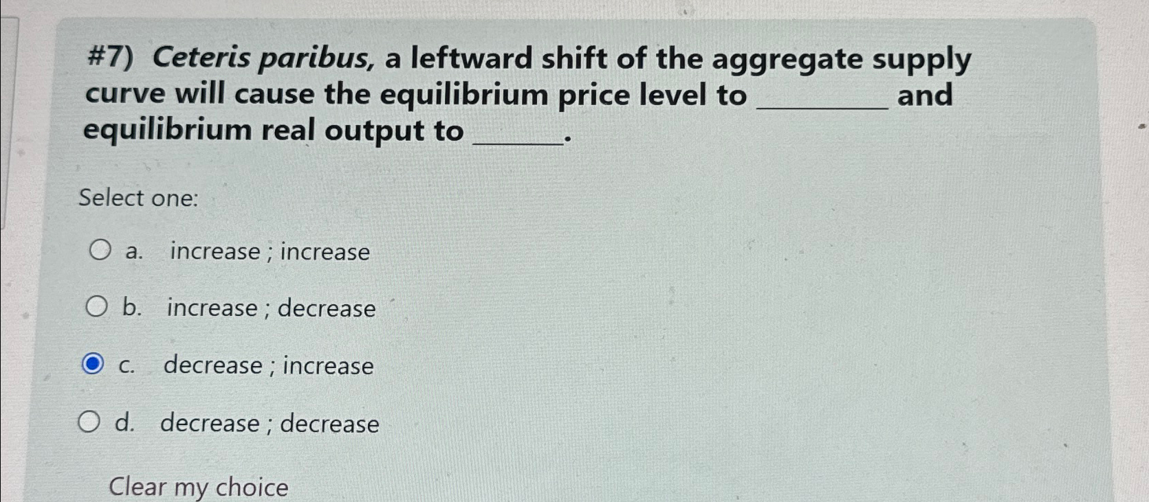 Solved #7) ﻿Ceteris paribus, a leftward shift of the | Chegg.com