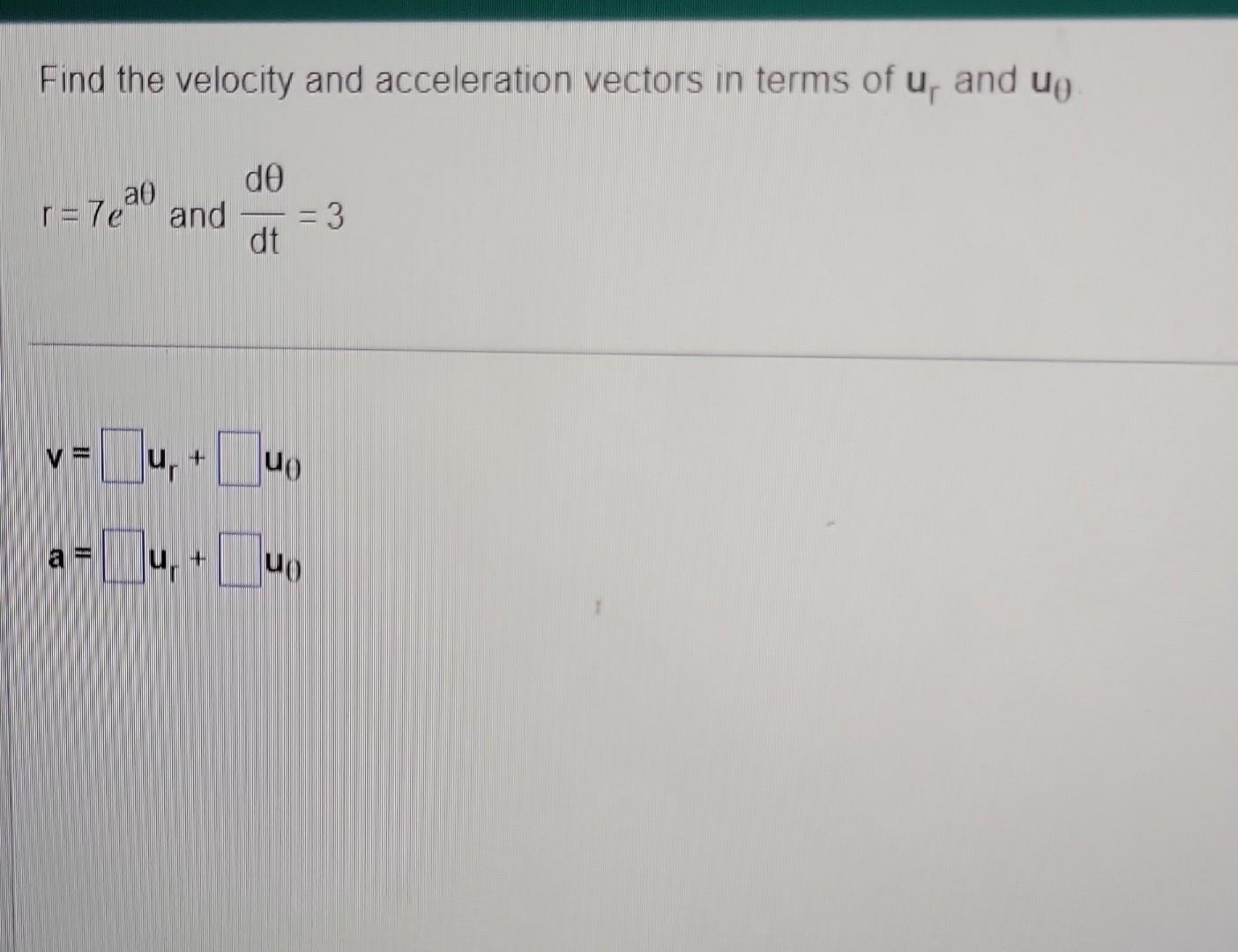 Solved Find the velocity and acceleration vectors in terms | Chegg.com