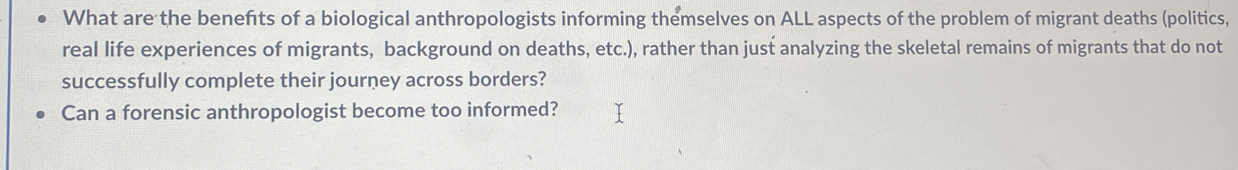 Solved What are the benefits of a biological anthropologists | Chegg.com
