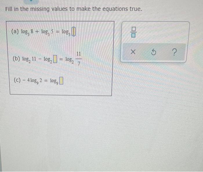Solved Fill in the missing values to make the equations | Chegg.com