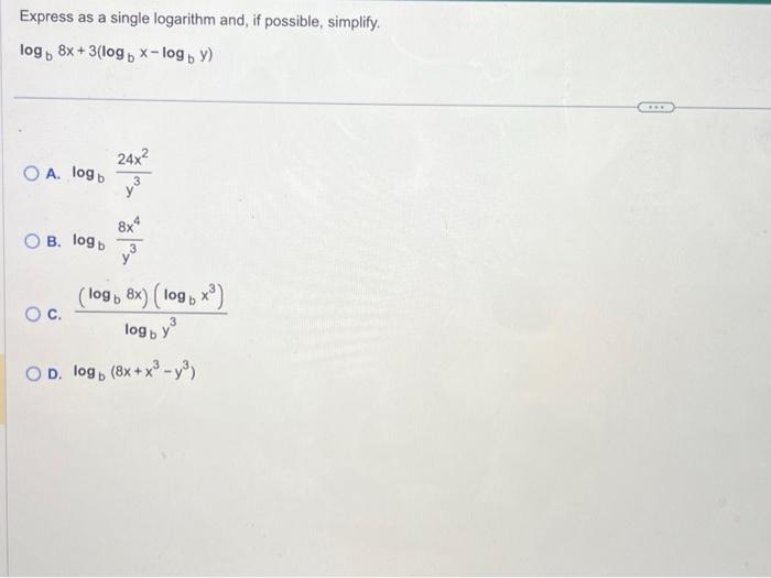 Solved Express as a single logarithm and, if possible, | Chegg.com