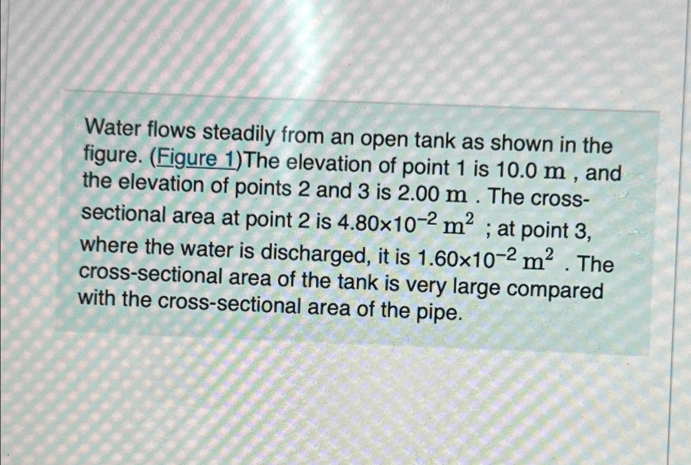 Solved Water flows steadily from an open tank as shown in | Chegg.com