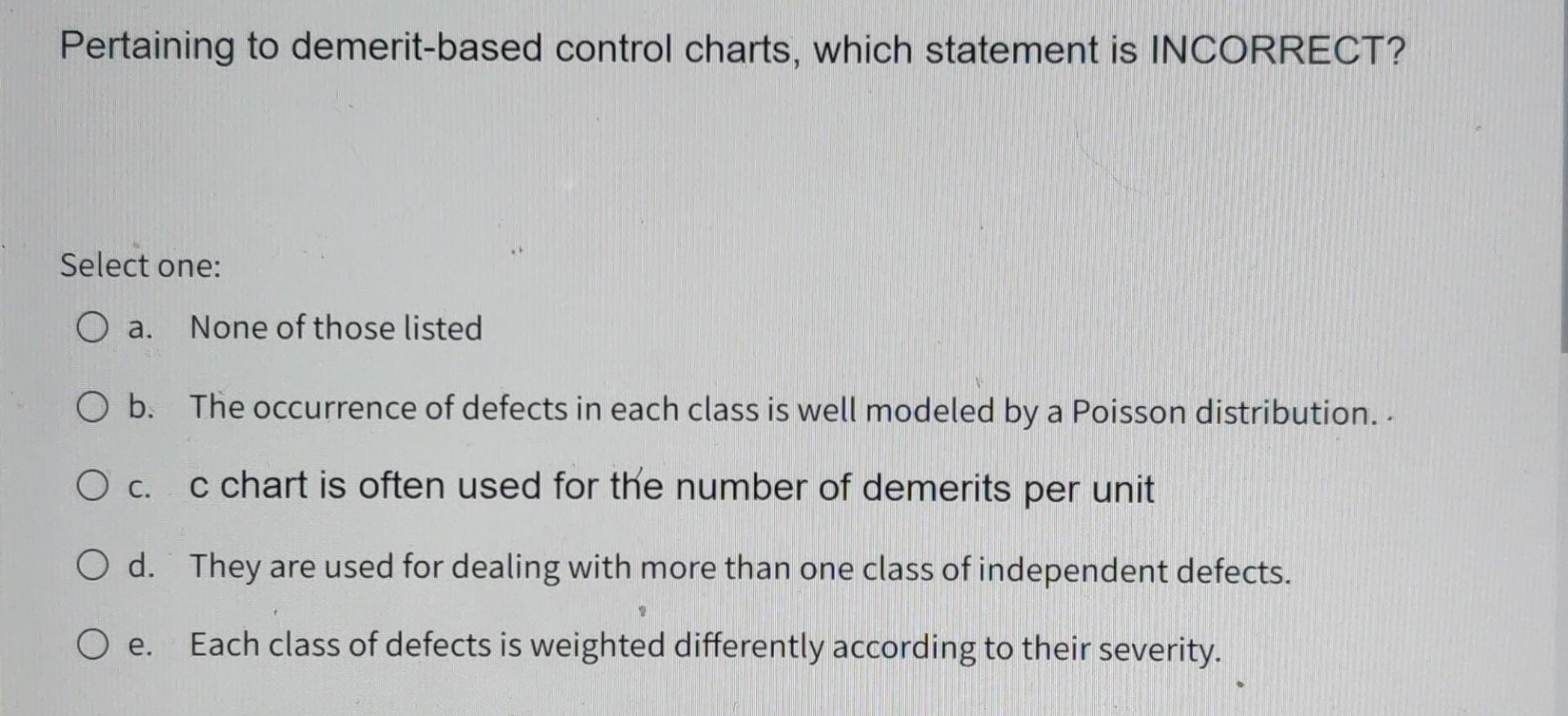 Solved Pertaining to demerit-based control charts, which | Chegg.com