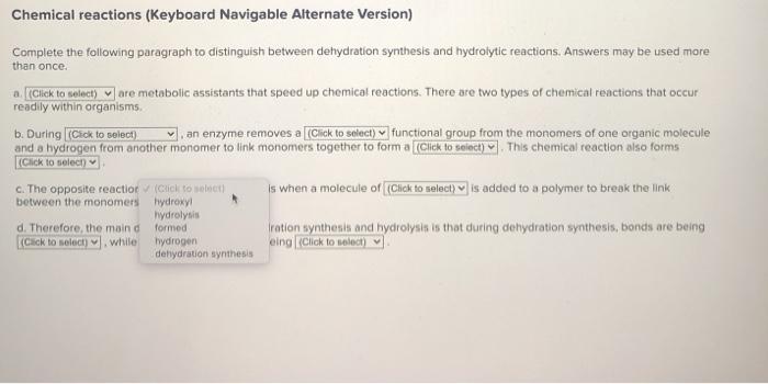 Solved Chemical reactions (Keyboard Navigable Alternate | Chegg.com