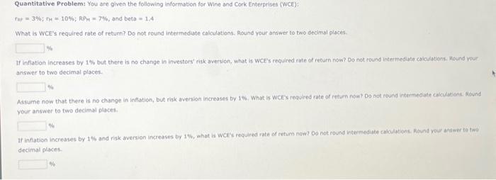 Solved Quantitative Problem: You are given the following | Chegg.com