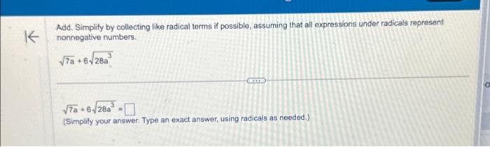 Add. Simplify by collecting like radical terms if | Chegg.com