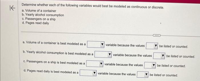Solved Determine whether each of the following variables | Chegg.com