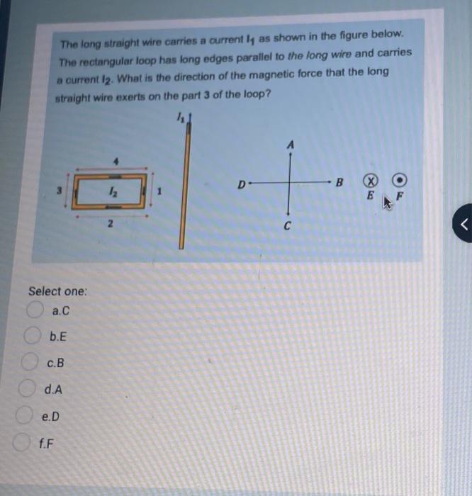Solved The long straight wire carries a current I1 as shown | Chegg.com