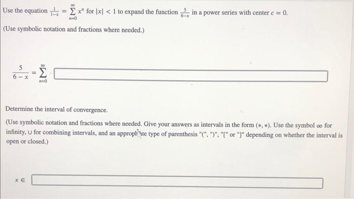 Solved Use the equation 1−x1=∑n=0∞xn for ∣x∣