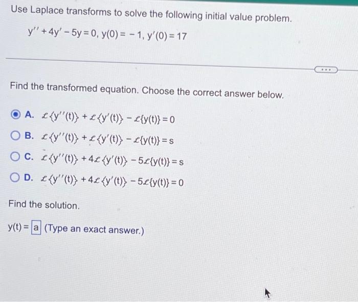 Solved Use Laplace transforms to solve the following initial | Chegg.com