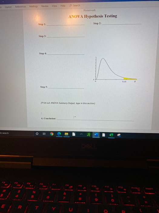 Solved ANOVA Hypothesis Testing Step 1: | Chegg.com