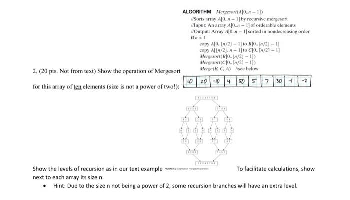 Solved Algorithm Mergesors A 0π−1 Sorts Array A 0a−1