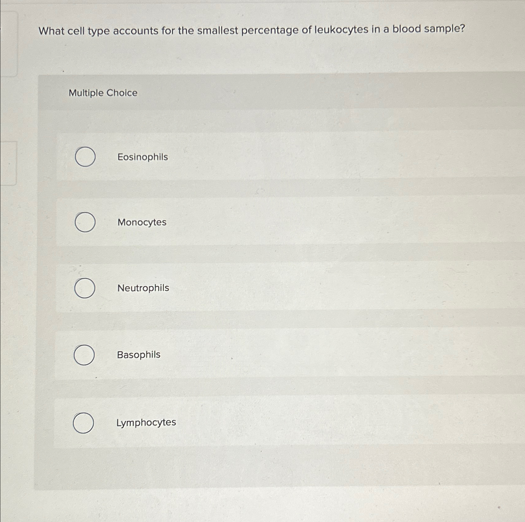 Solved What cell type accounts for the smallest percentage | Chegg.com