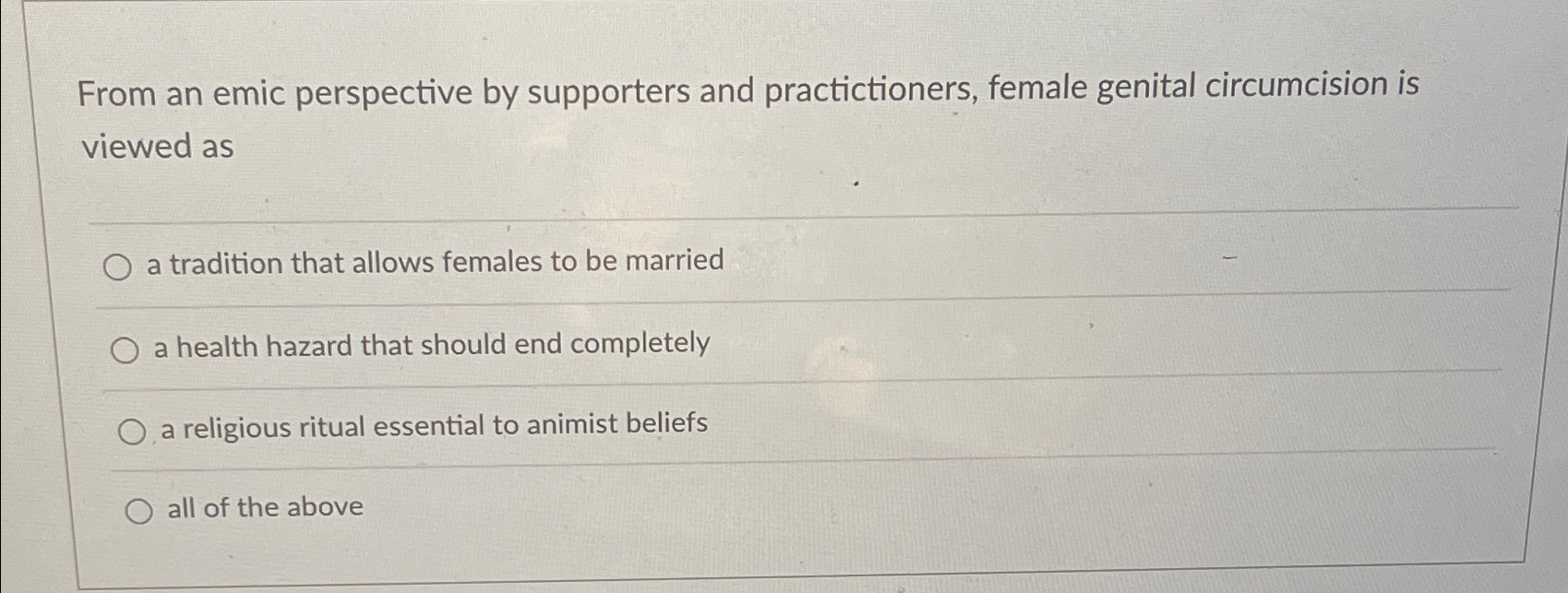 Solved From an emic perspective by supporters and | Chegg.com