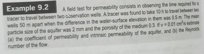 Solved Example 9.2A field test for permeability consists in | Chegg.com