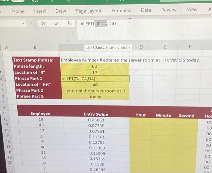 Home Insert Draw Page Layout Formulas Data Review | Chegg.com