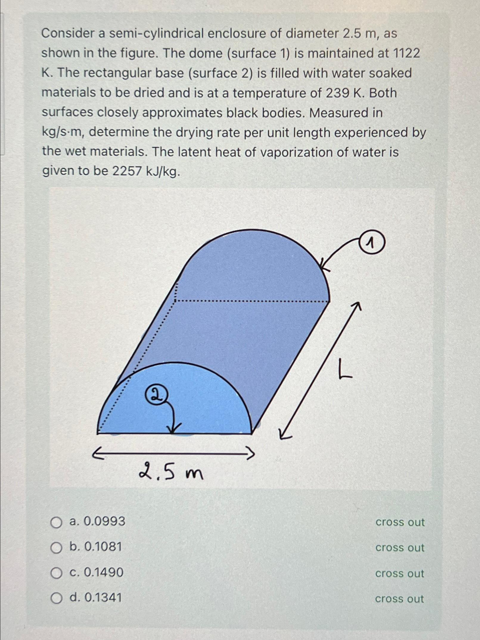 Solved Consider a semi-cylindrical enclosure of diameter | Chegg.com